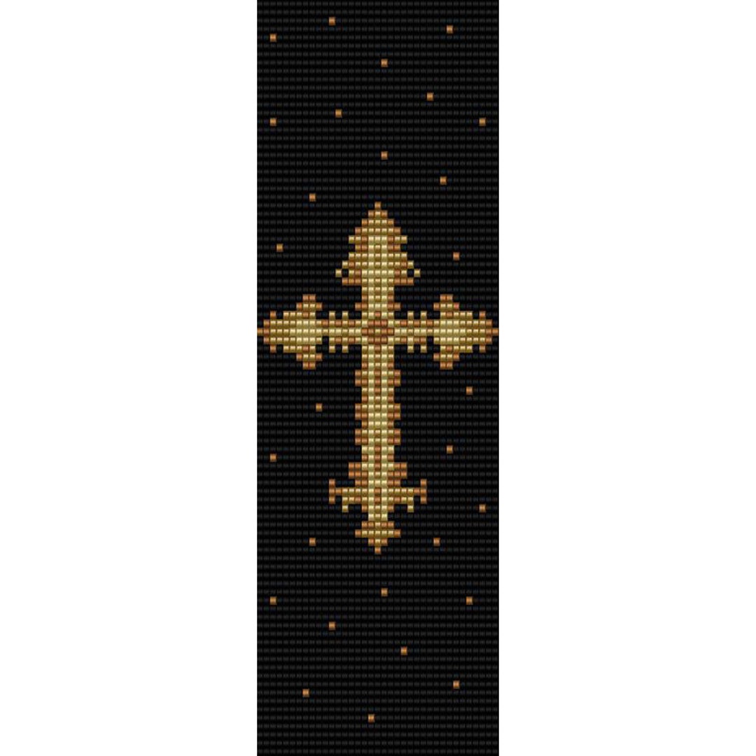 Gold Cross Loom Bead Pattern, Bracelet Cuff, Bookmark, Seed Beading ...