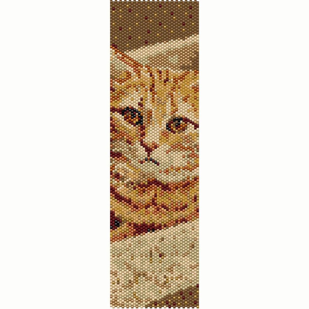 Orange Tabby Cat Peyote Bead Pattern, Bracelet Cuff, Seed Beading ...