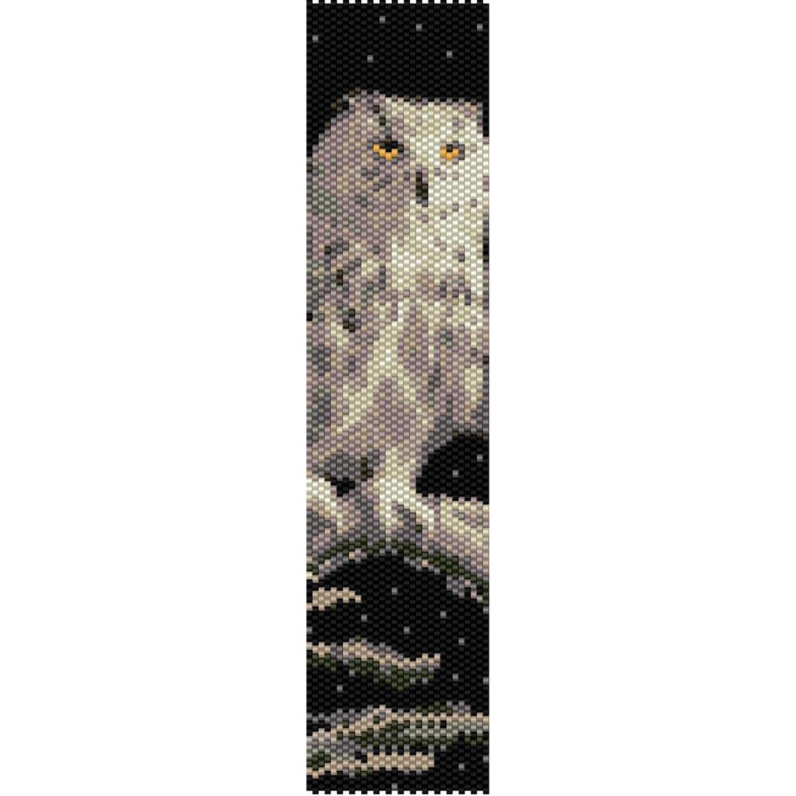 Snowy Owl Narrow Peyote Bead Pattern, Bracelet Cuff, Seed Beading ...