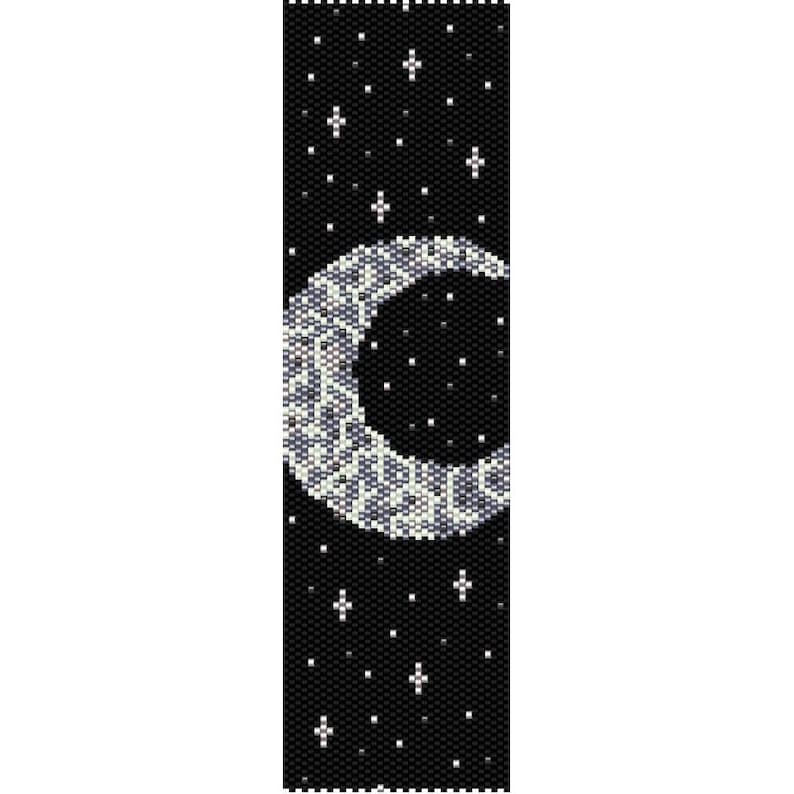 Moon & Stars Peyote Bead Pattern, Bracelet Cuff, Bookmark, Seed Beading ...