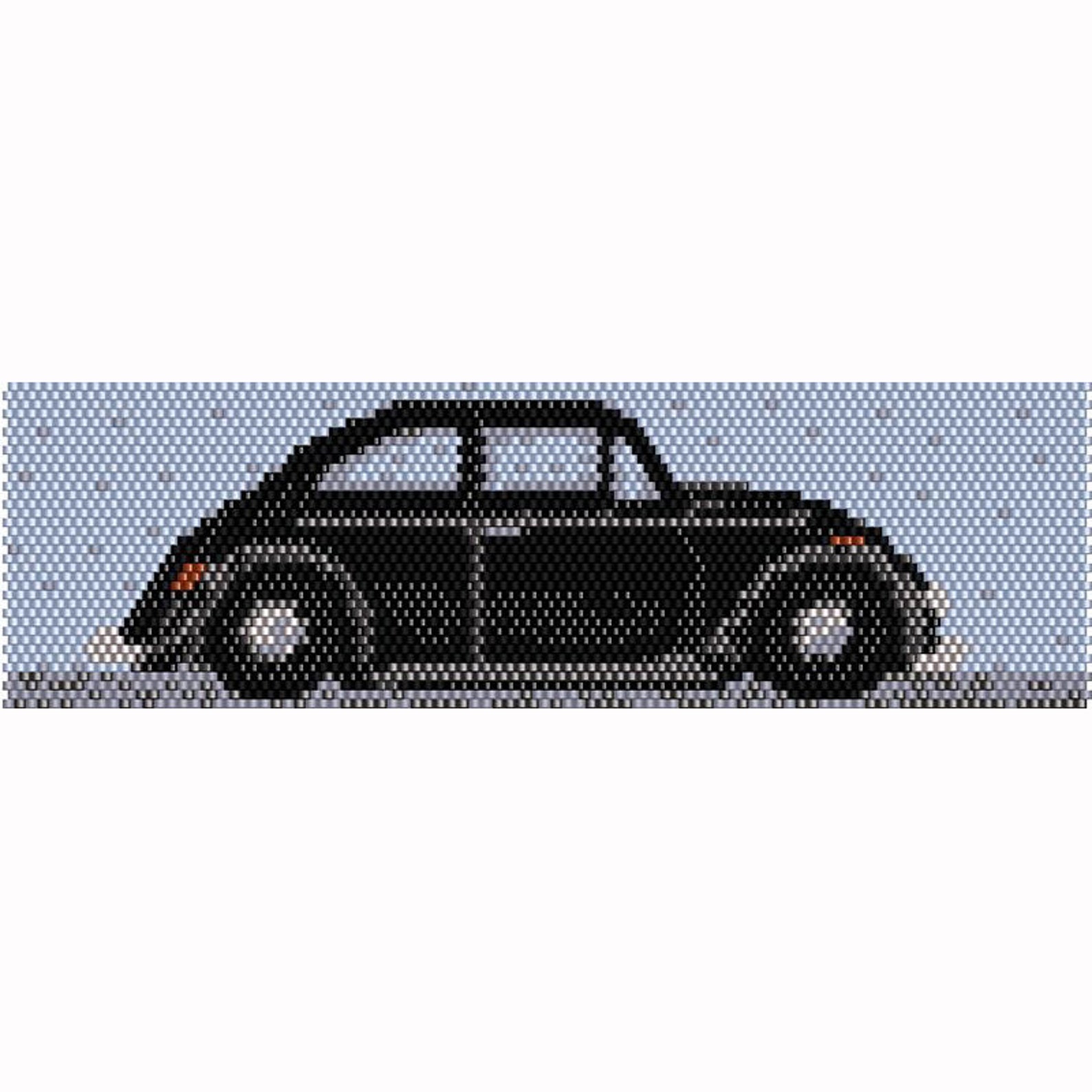 Peyote Black VW Bug Vintage Car Bead Pattern, Bracelet Cuff, Bookmark ...