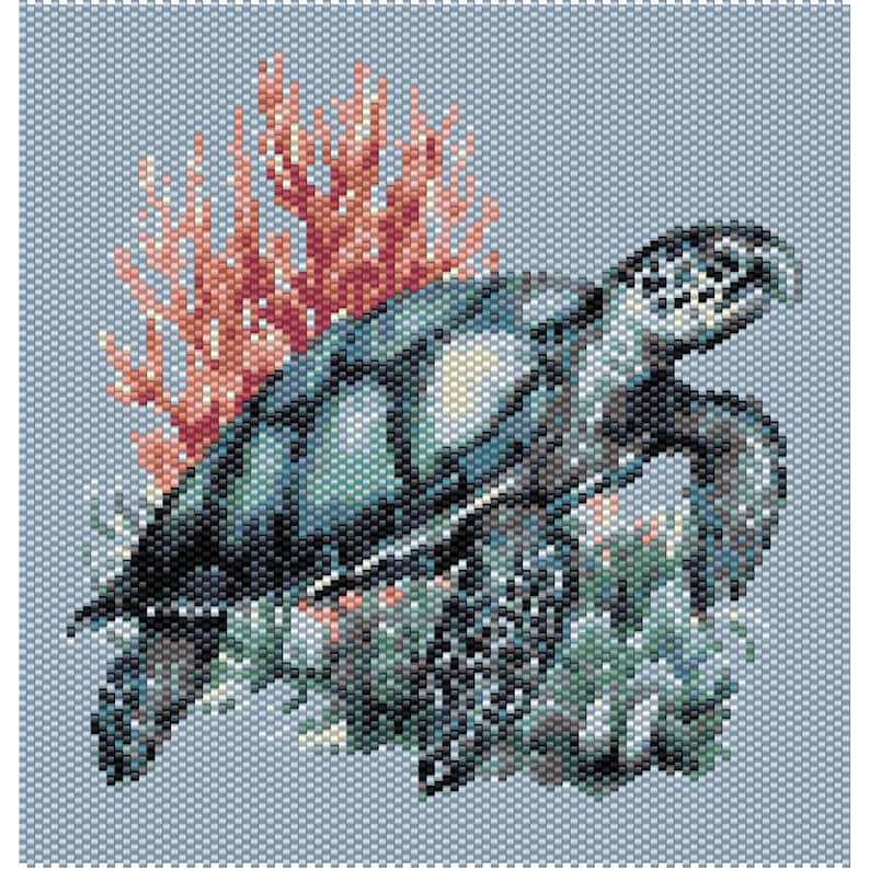 Sea Turtle Tapestry Peyote Bead Pattern, Wall Art Pattern, Seed Beading ...