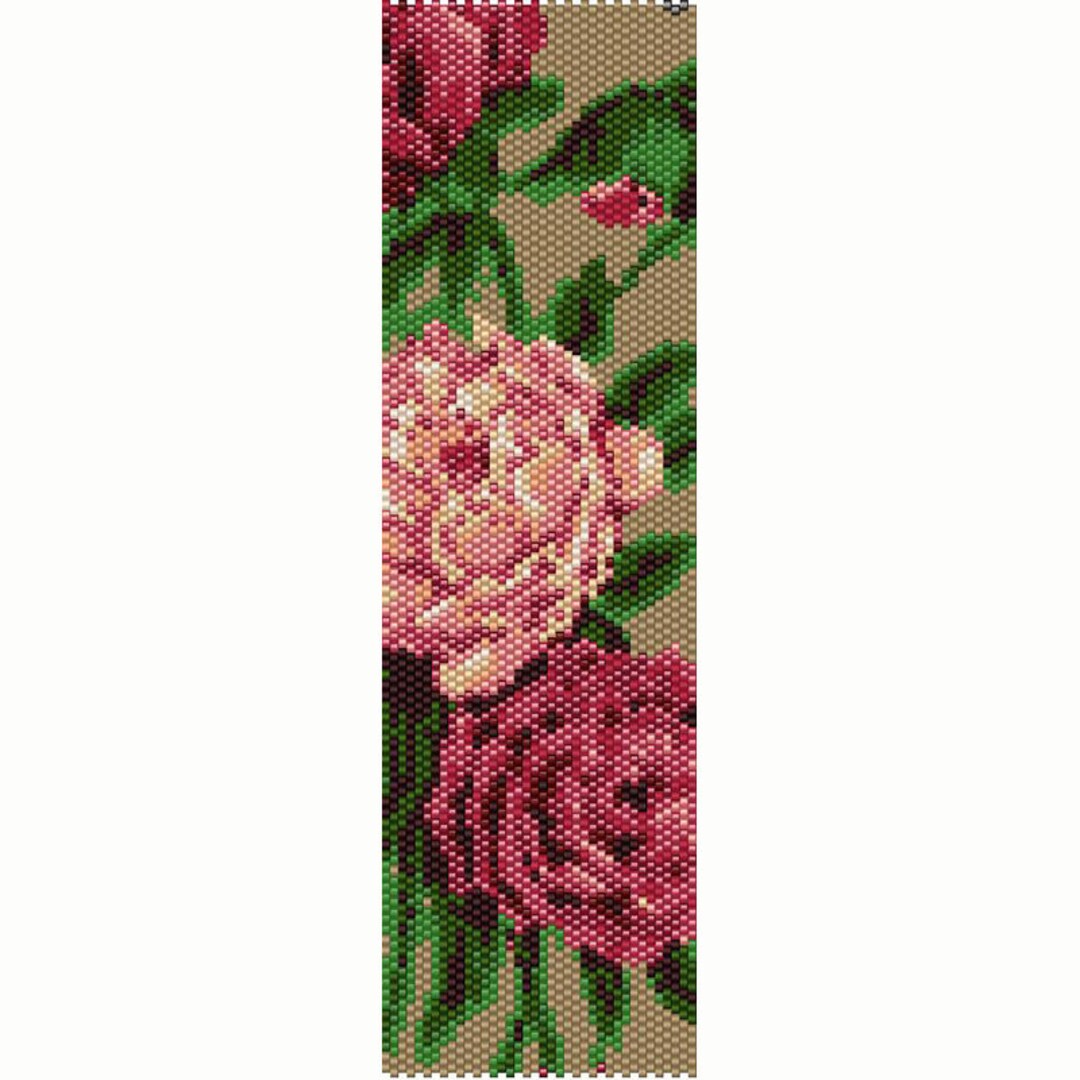 Vintage Roses Peyote Bead Pattern, Bracelet Cuff, Seed Beading Pattern ...