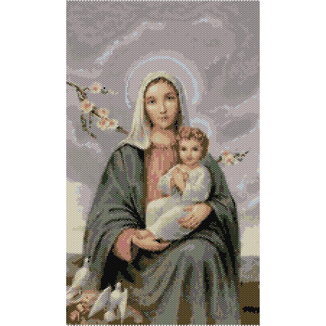 Mary and Baby Jesus Tapestry Peyote Bead Pattern, Wall Art Pattern ...