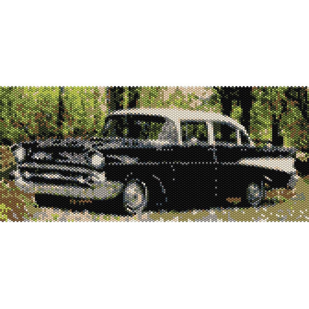 57 Chevy Vintage Car Tapestry Peyote Bead Pattern, Wall Art, Seed ...