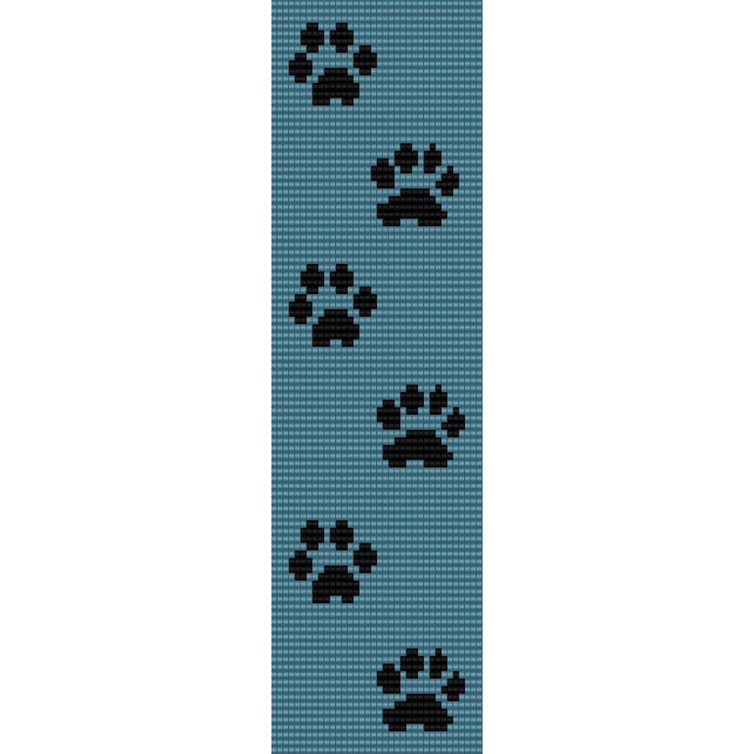 Paw Prints Loom Bead Pattern, Bracelet Cuff, Bookmark, Seed Beading ...