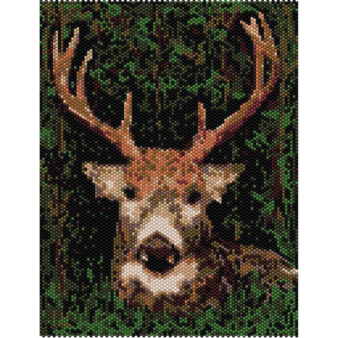 Deer in Woods Tapestry Peyote Bead Pattern, Wall Art Pattern, Seed ...