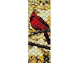 Female Cardinal Bird Peyote Bead Pattern Bracelet Cuff | Etsy