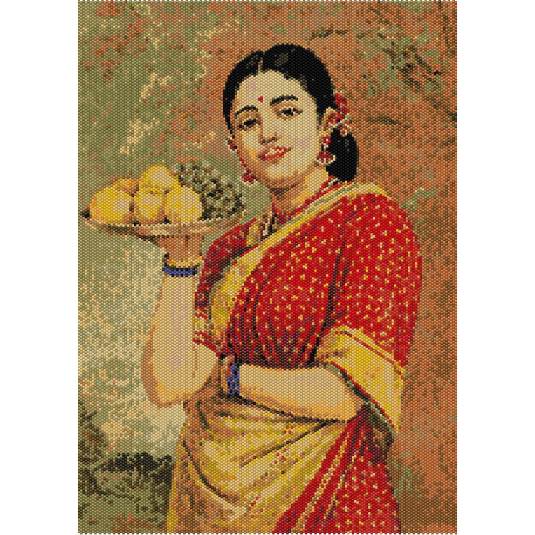 Madri, 1890s Ravi Varma, Tapestry Peyote Bead Pattern, Wall Art Pattern ...