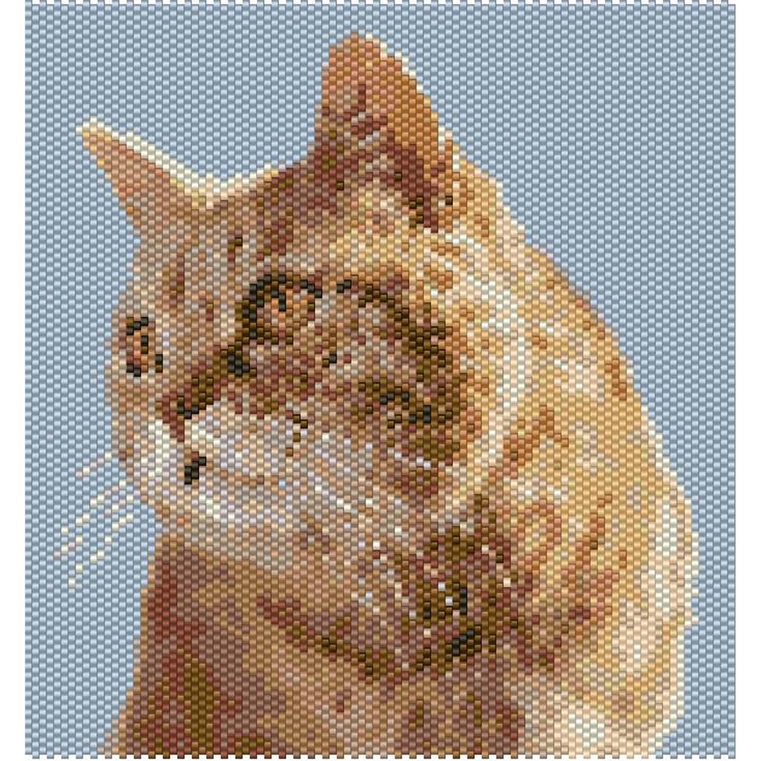 Orange Cat Tapestry Peyote Bead Pattern, Cat Wall Art Seed Beading ...