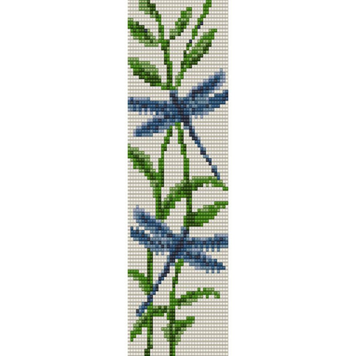 Two Dragonflies Loom Bead Pattern, Bracelet Cuff, Bookmark, Seed ...