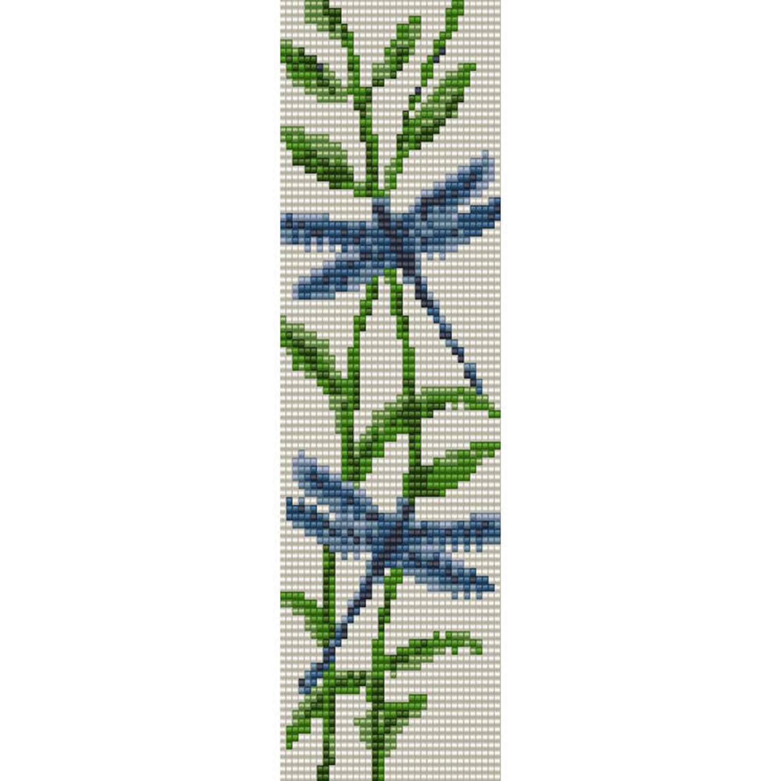 Two Dragonflies Loom Bead Pattern, Bracelet Cuff, Bookmark, Seed ...