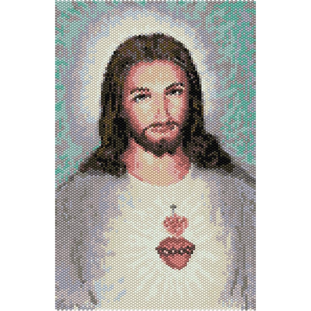 Jesus Tapestry Peyote Bead Pattern, Wall Art Pattern, Seed Beading ...