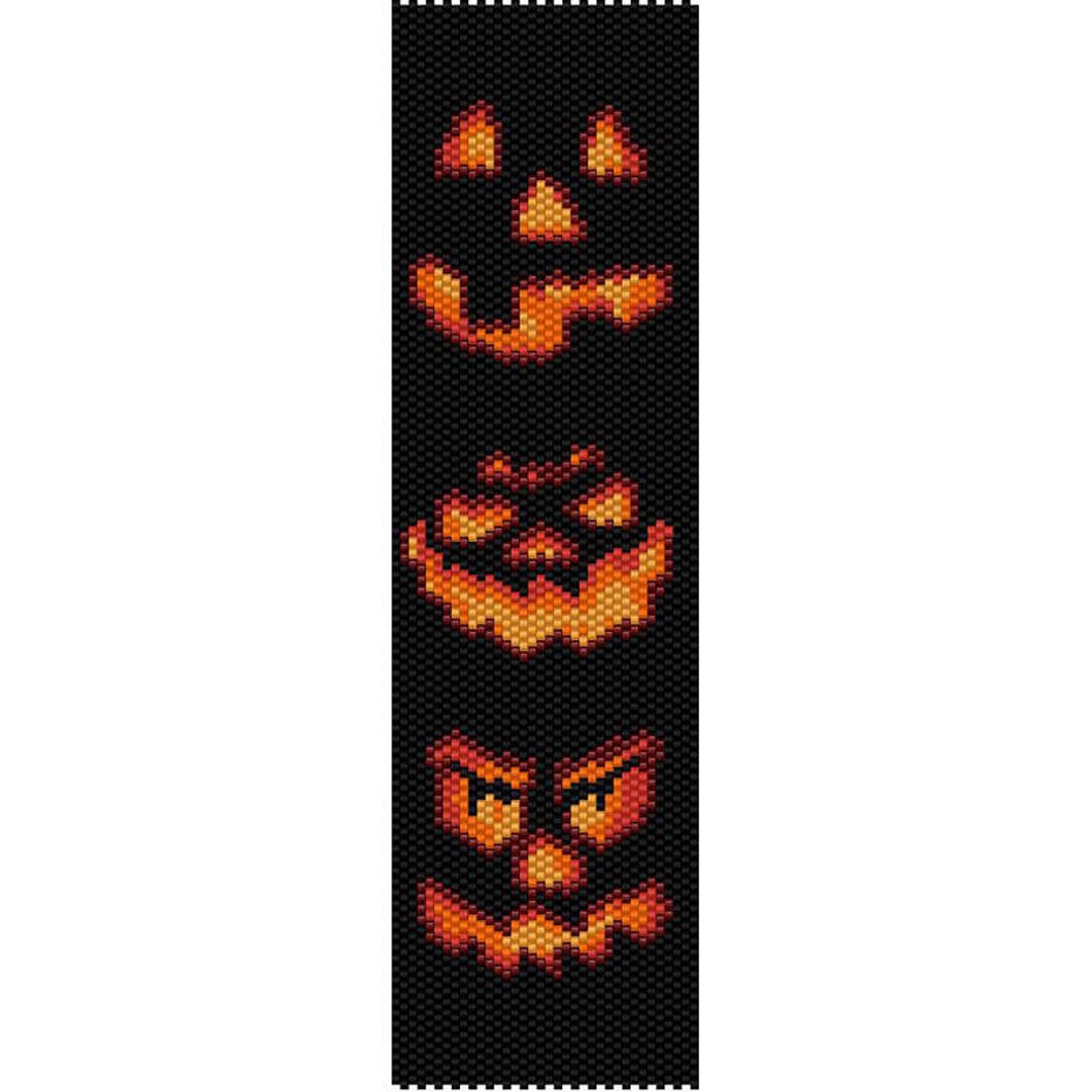 Halloween Jack O Lanterns Peyote Bead Pattern, Bracelet Pattern ...