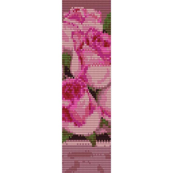 Pink Roses Loom Bead Pattern Bracelet Pattern Bookmark | Etsy