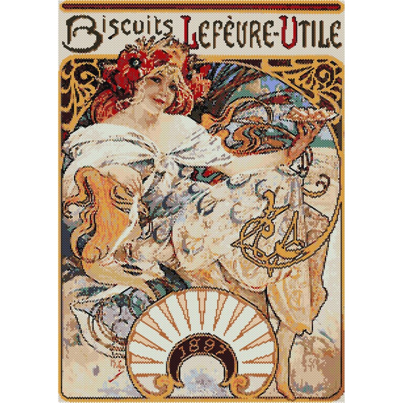 Mucha Biscuits 1897 Tapestry Peyote Bead Pattern Wall Art | Etsy