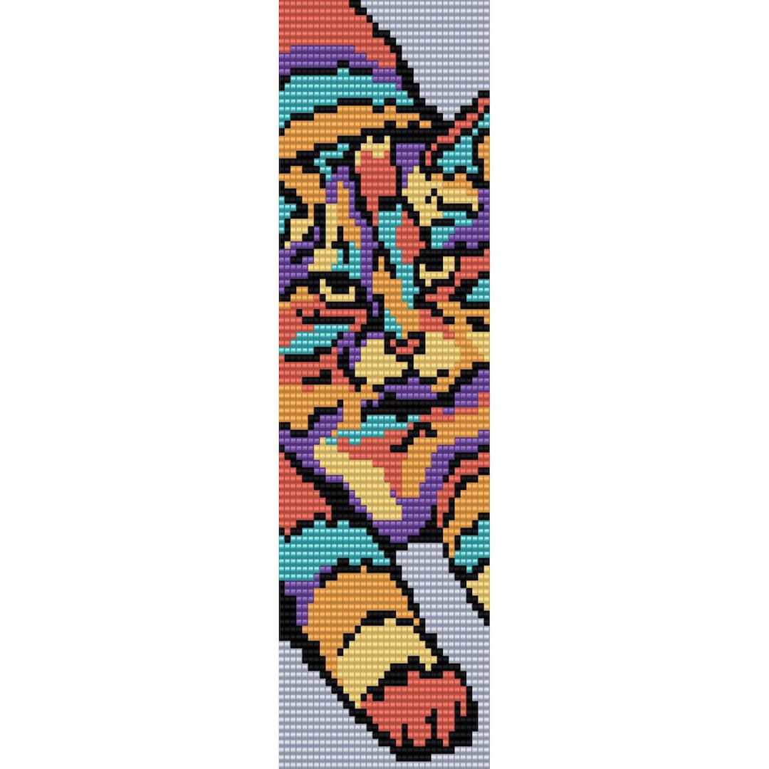 Colorful Cat 3 Loom Bead Pattern, Bracelet Cuff, Bright Colors ...