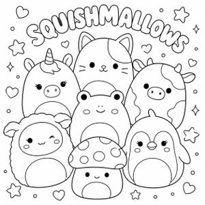 Kawaii Plushie and Flower Coloring Pages | Printable Kids Activity ...