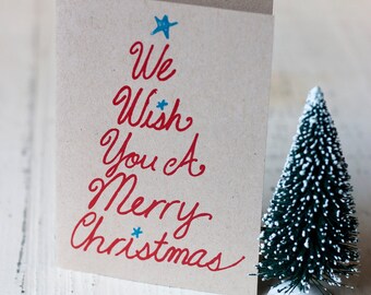 We Wish You a Merry Christmas Cards Christmas Tree Word Art - Etsy