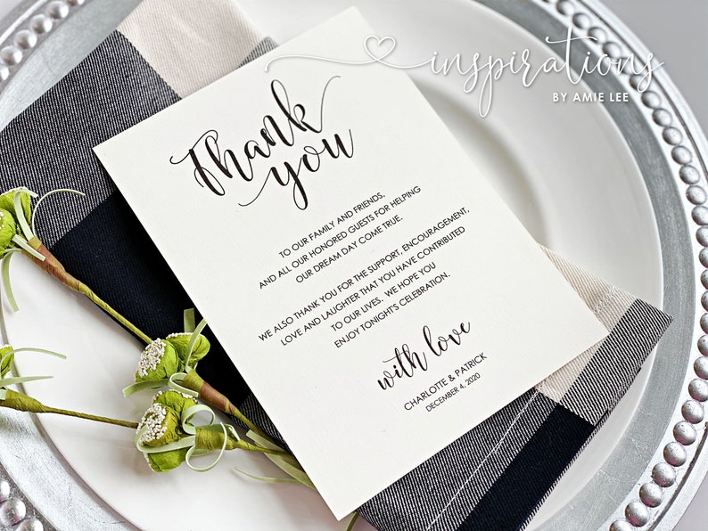 Wedding Reception Table Notes Wedding Thank You Note to | Etsy
