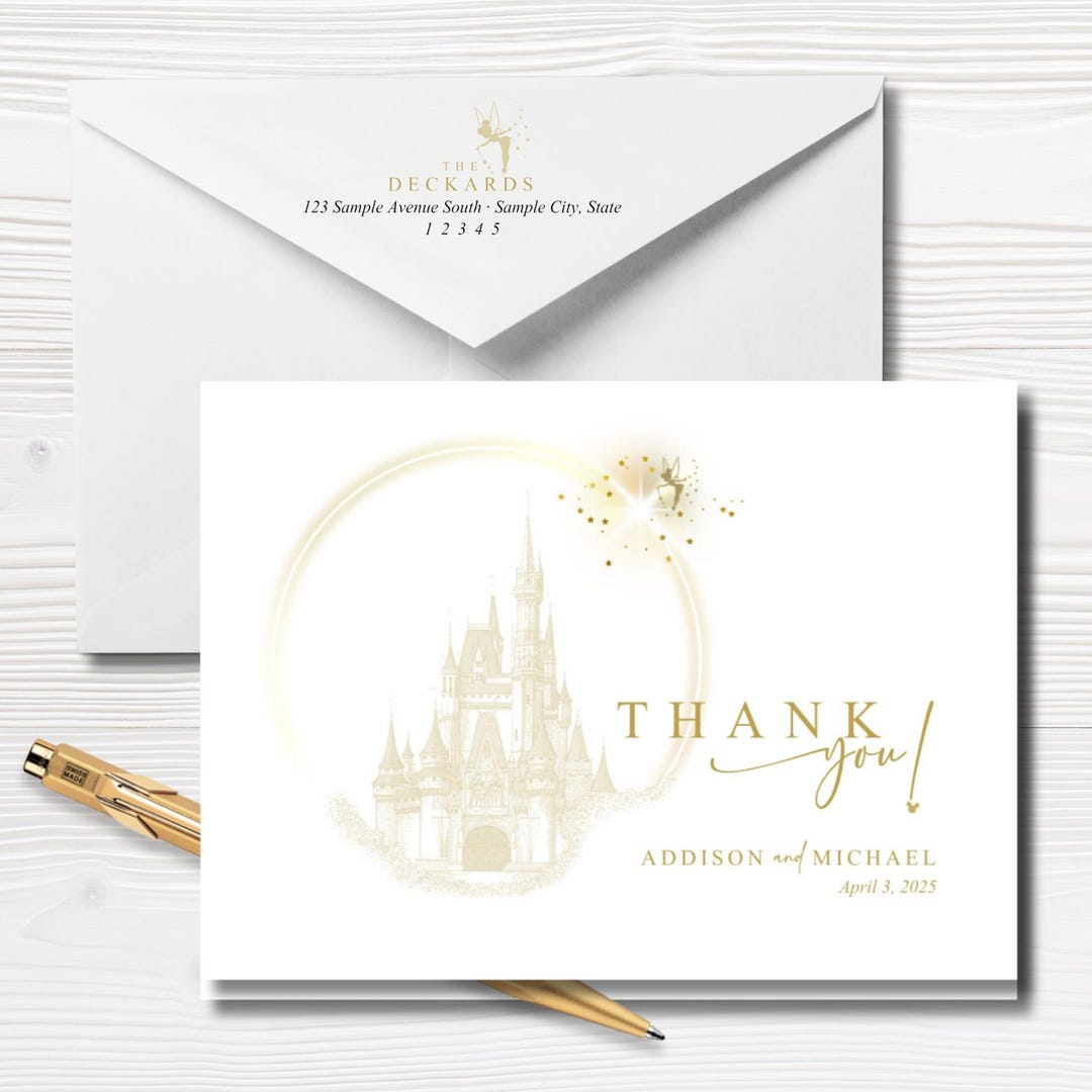 Disney Wedding Thank You Cards, Disney Theme Cards, Disney Inspired ...