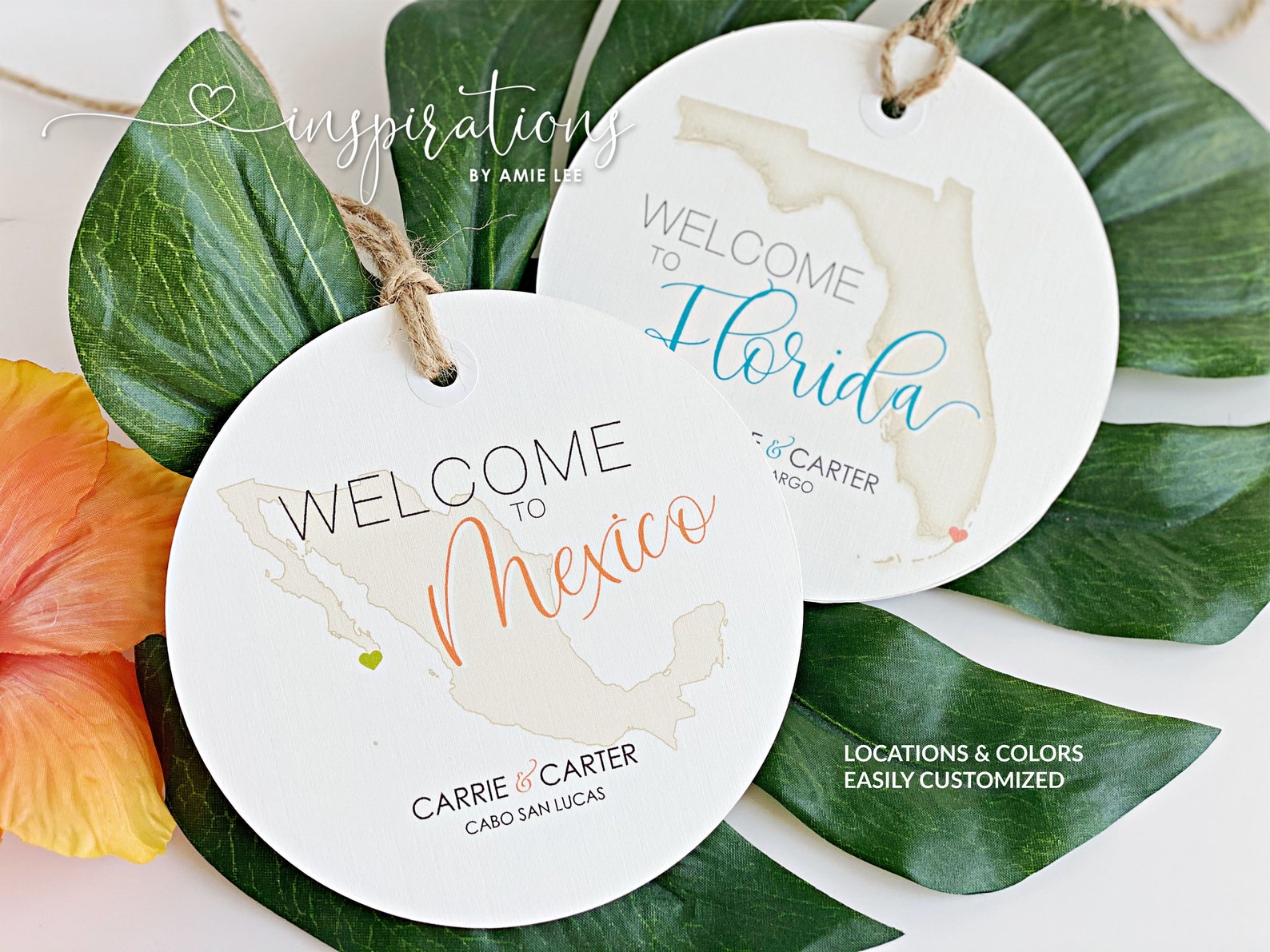 Wedding Welcome Bag Tags Destination Wedding Circle Tags - Etsy