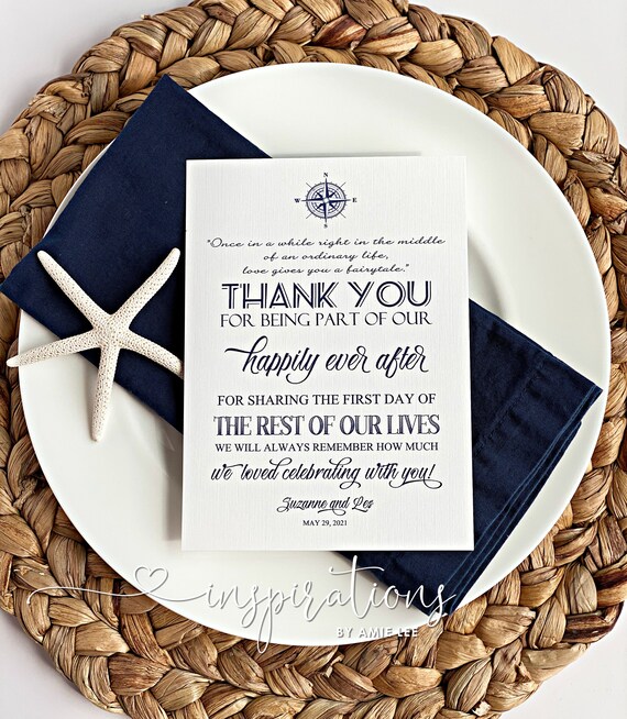 Wedding Reception Notes Place Settings Wedding Thank You | Etsy