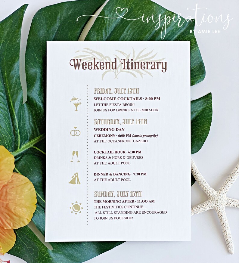 Wedding Welcome Notes Wedding Itinerary Notes to Wedding | Etsy