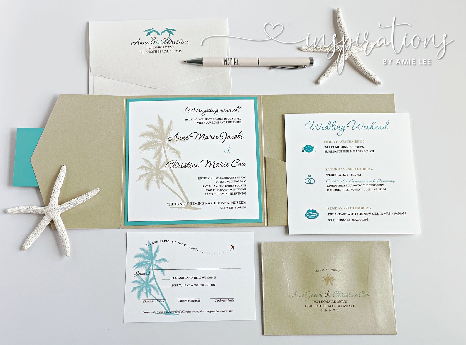 Elegant Beach Wedding Invitations Tropical Wedding | Etsy