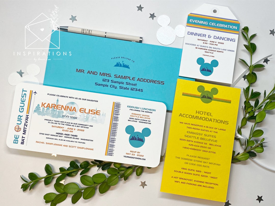 Vintage Disney Ticket, Epcot Ticket Invitation, Bat Mitzvah Invitation ...