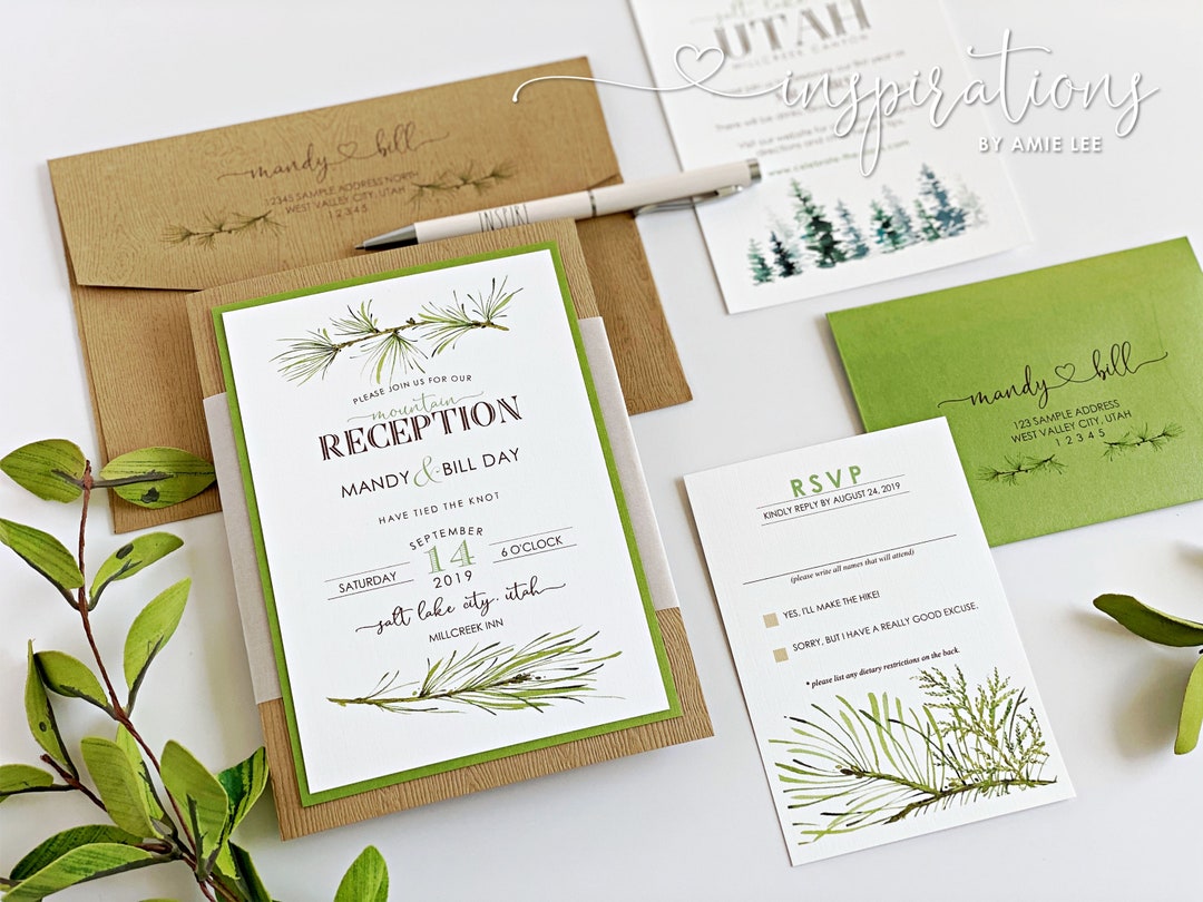 Rustic Mountain Wedding Invitations, Rustic Elegance, Colorado, Utah ...