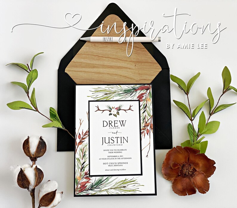 Rustic Forest Wedding Invitations Elegant Woods Wedding - Etsy