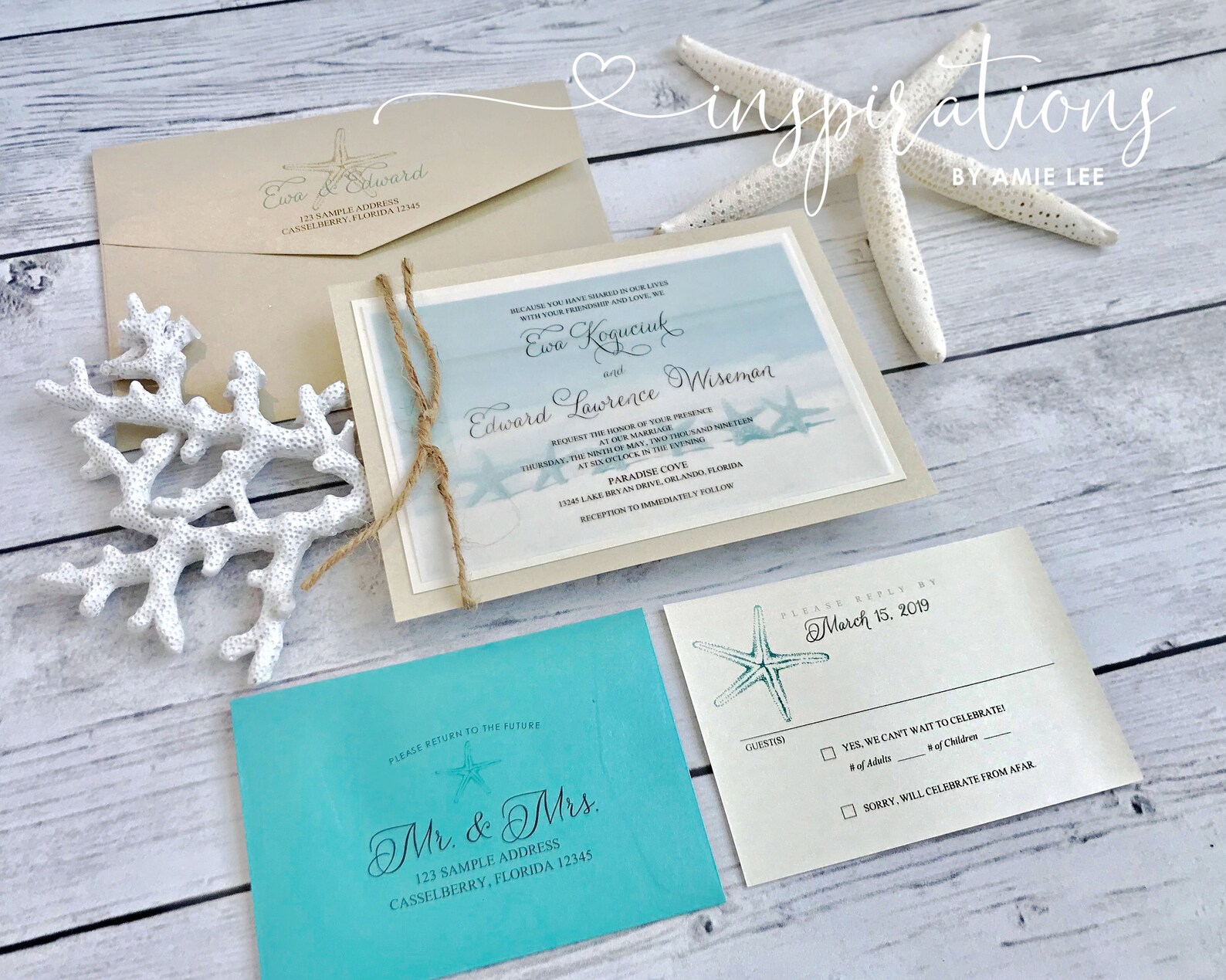 Elegant Beach Wedding Invitations Coastal Wedding - Etsy