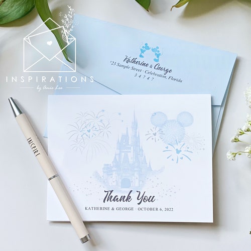 Disney Wedding Thank You Cards Custom Disney Cards Disney - Etsy