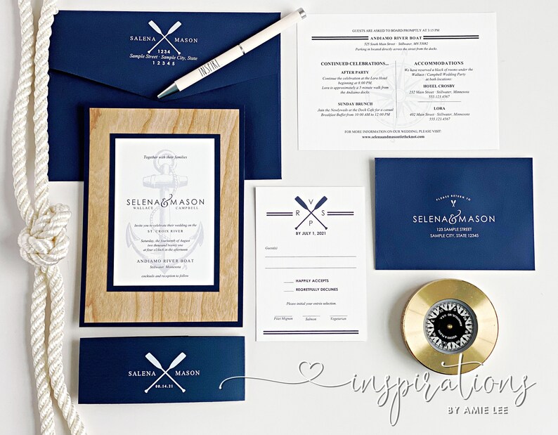 Nautical Wedding Invitations River Boat Wedding Lake - Etsy