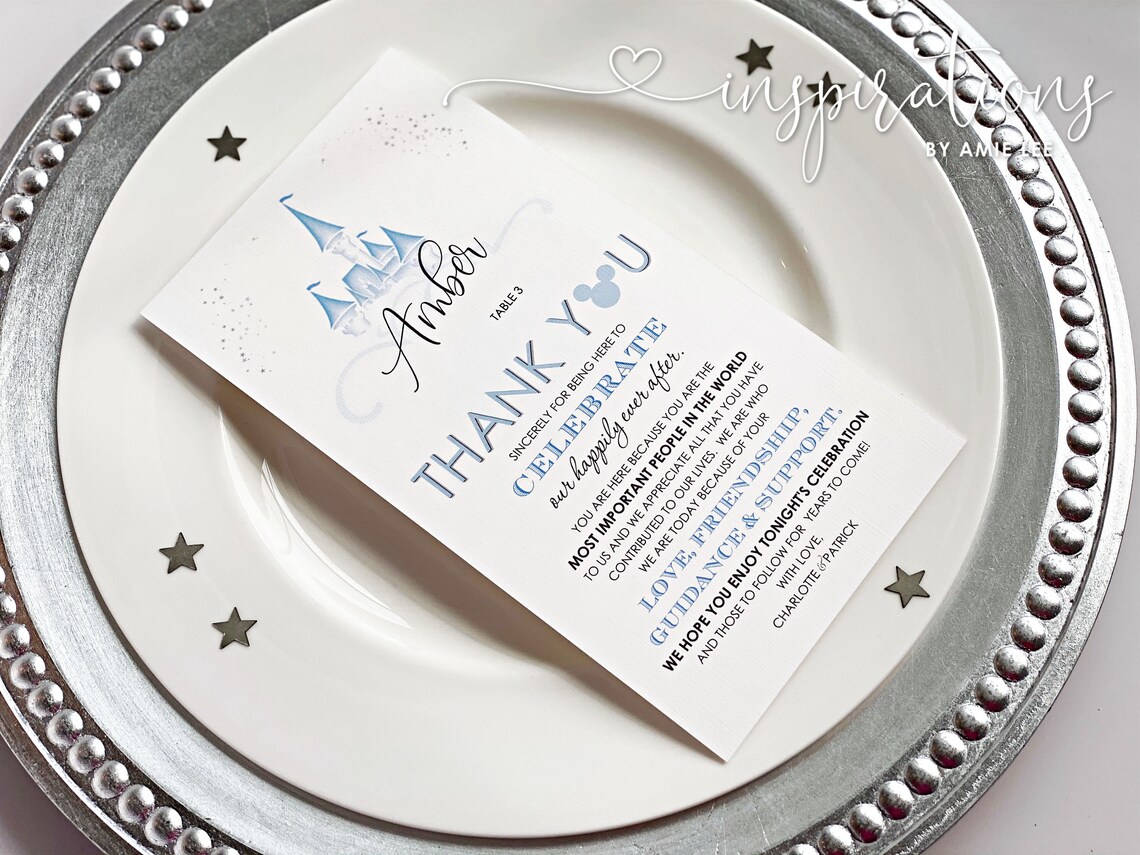 Disney Place Cards Disney Reception Menu Disney Place Card - Etsy