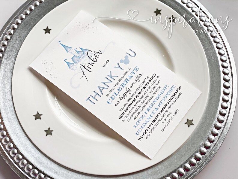 Disney Place Cards, Disney Reception Menu, Disney Place Card Menu ...