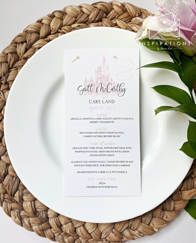 Disney Place Cards Disney Reception Menu Disney Place Card - Etsy