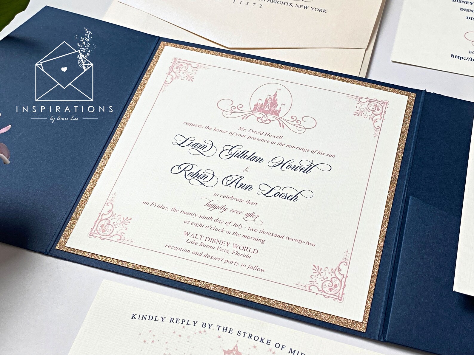Elegant Disney Wedding Invitations Fairy Tale Wedding Disney - Etsy