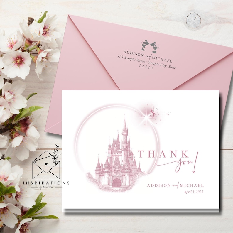 Disney Wedding Thank You Cards, Disney Wedding, Disney Theme Cards ...