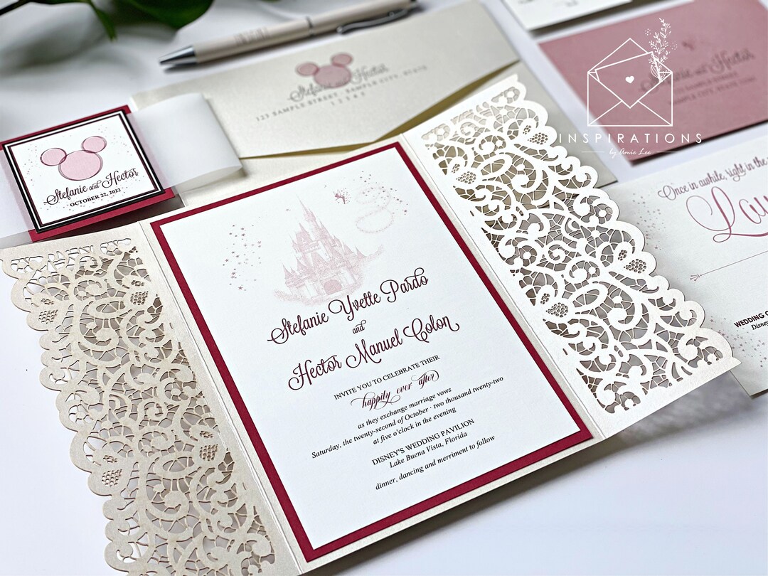 Disney Wedding Invitations, Formal Disney Wedding, Elegant Fairy Tale ...