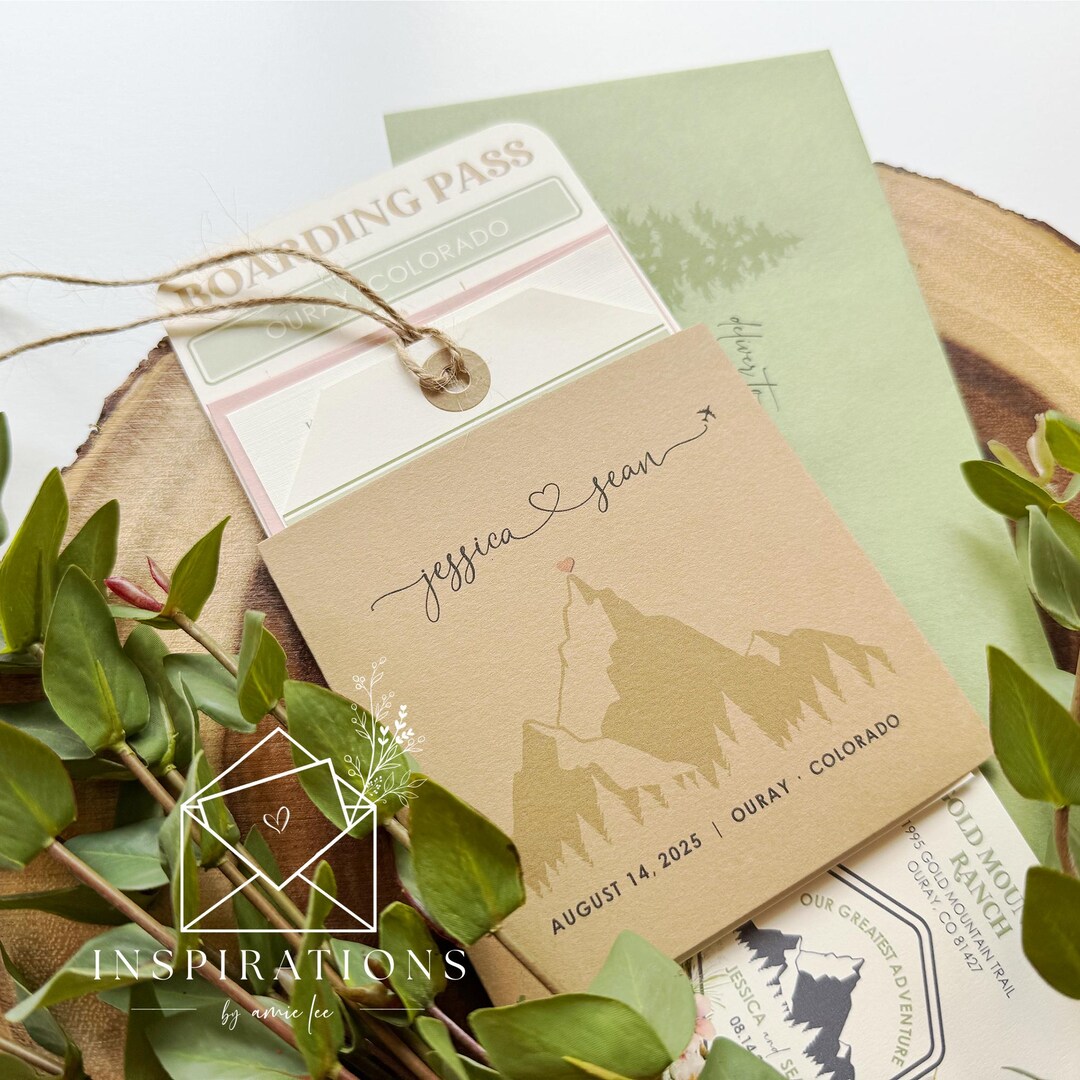 Mountain Wedding Boarding Pass Invitation: Rustic Travel Theme - Etsy