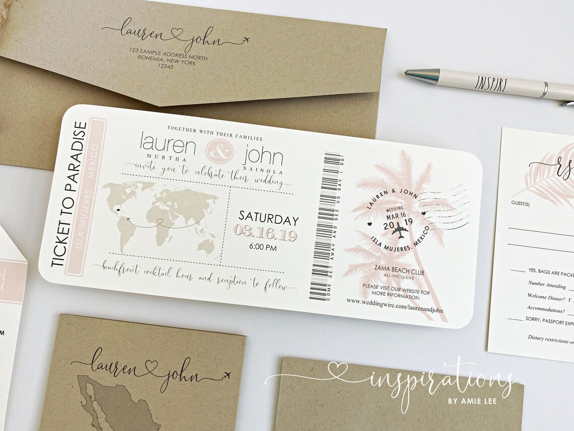 Boarding Pass Wedding Invitations Destination Wedding | Etsy