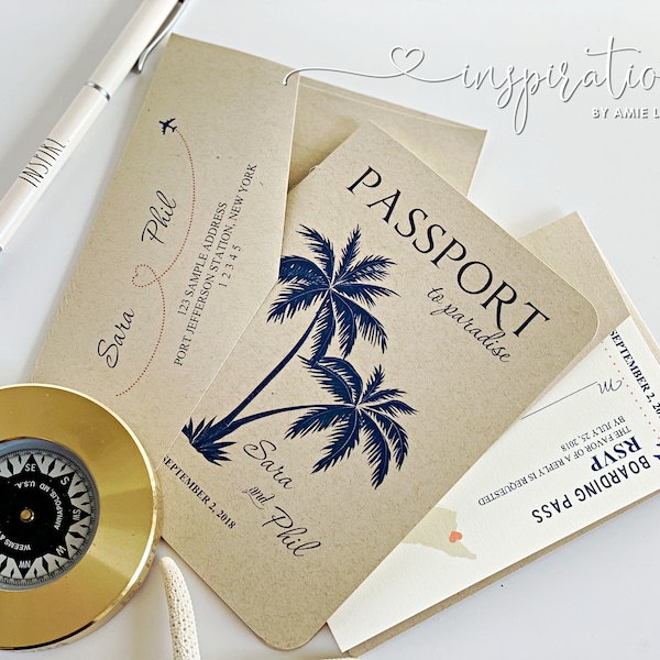Passport Theme Wedding Invitations - Etsy