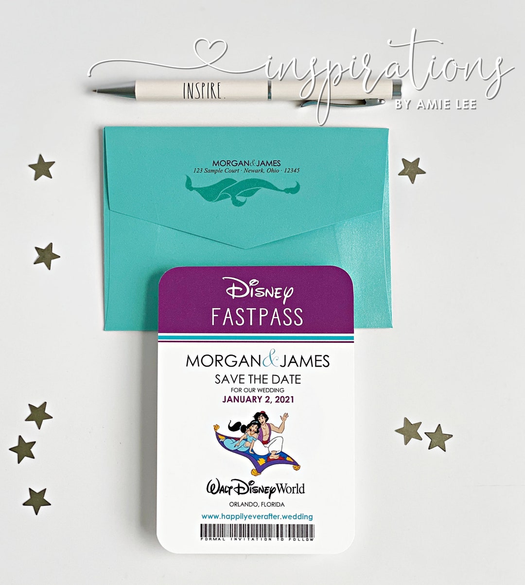 Disney Fastpass Save the Dates, Disney Fairy Tale Wedding, Aladdin ...