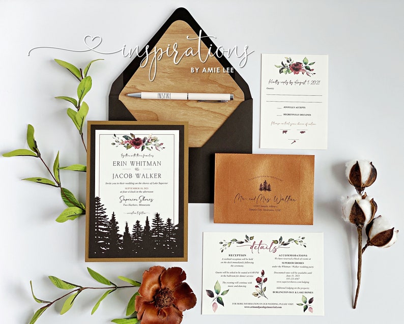 Rustic Forest Wedding Invitations Elegant Woods Wedding - Etsy