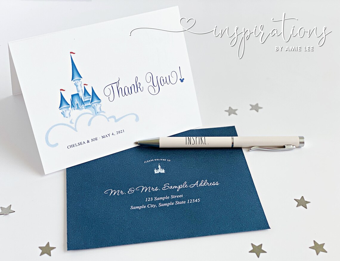 Disney Wedding Thank You cards Disney Thank You Cards Fairy | Etsy