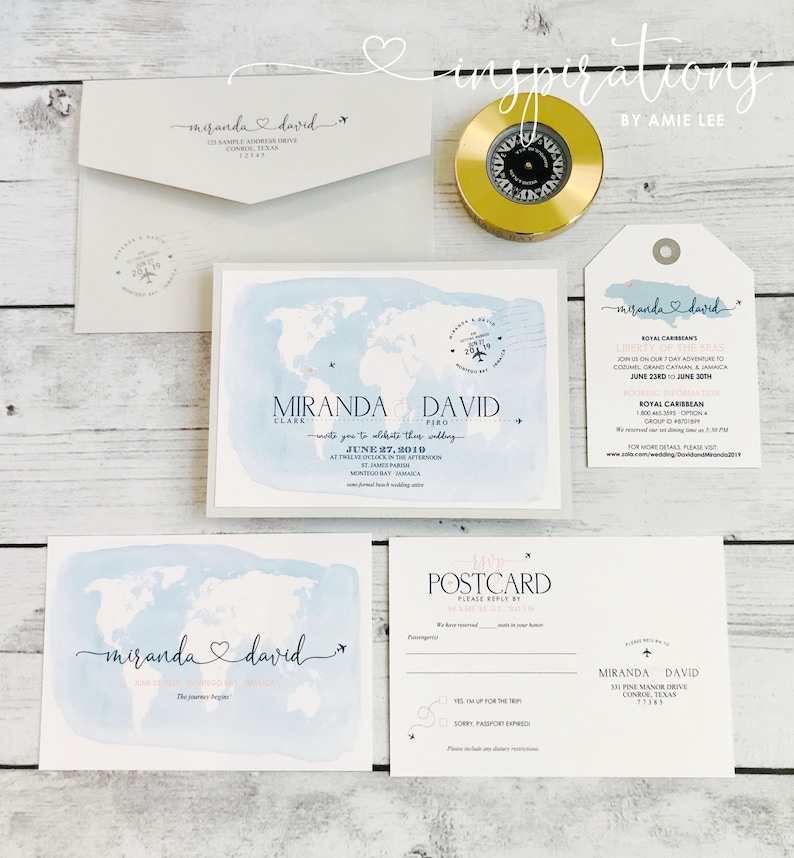 Travel Map Wedding Invitations World Map Invitations Travel - Etsy