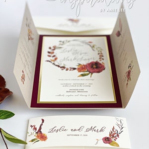 Floral Wedding Invitations Fall Wedding Autumn Local - Etsy