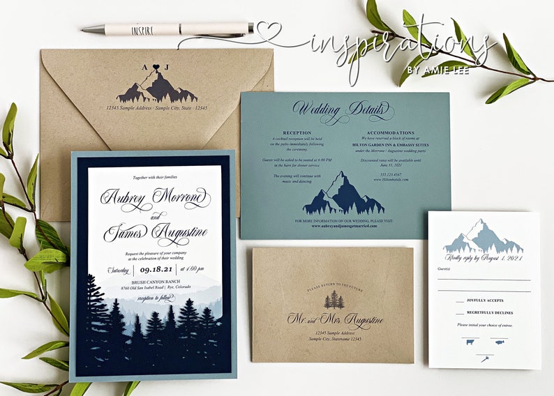 Rustic Forest Wedding Invitations Elegant Woods Wedding | Etsy